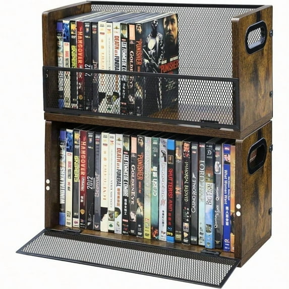 DVD Case Holder Organizer - 2 Pack DVD Storage Rack With Handles Holds ...