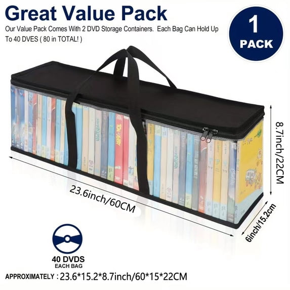 DVD Storage Bags, Clear PVC DVD Case Holder with Handles, Window Zipper ...