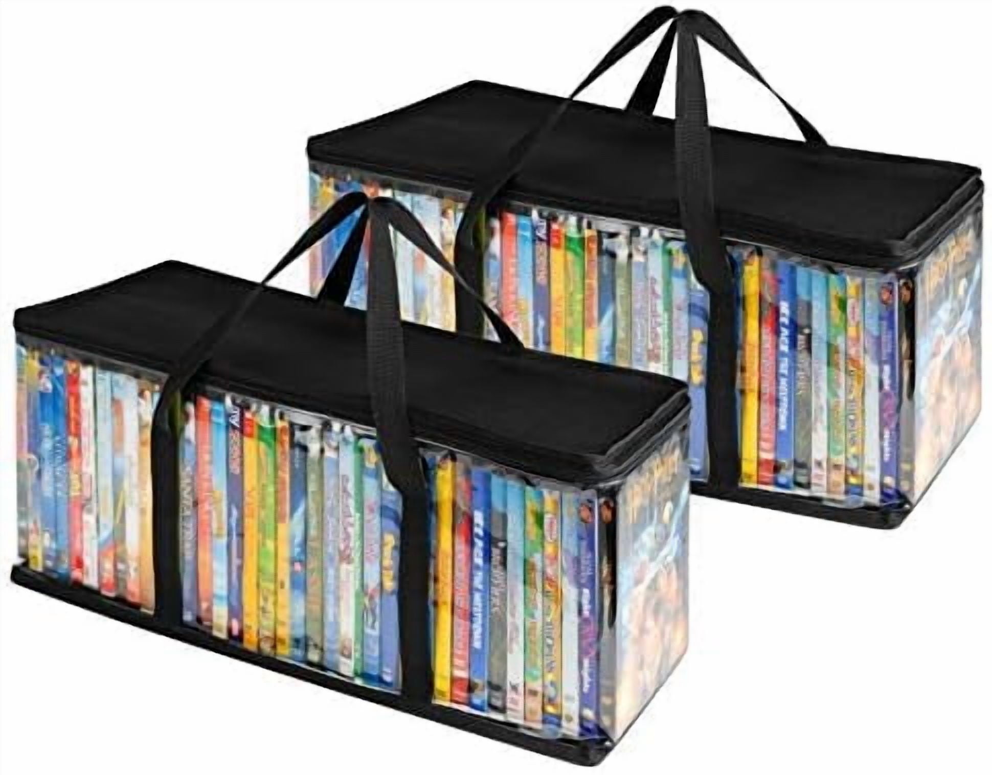 DVD Storage Bags (Set of 2) Media Organizer Bag for DVDs, CDs, Blu Ray ...