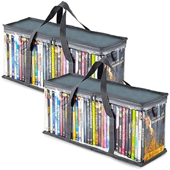 DVD Storage Bags (Set of 2) Media Organizer Bag for DVDs, CDs, Blu Ray ...