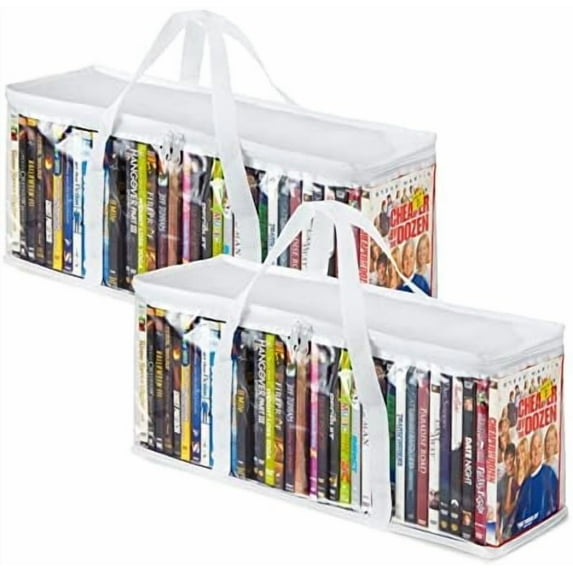 DVD Storage Bags (Set of 2) Media Organizer Bag for DVDs, CDs, Blu Ray ...