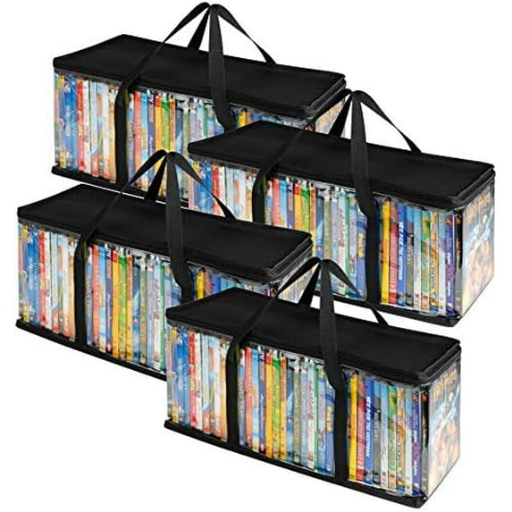 DVD Storage Bags (Set of 4) Media Organizer Bag for DVDs, CDs, Blu Ray ...