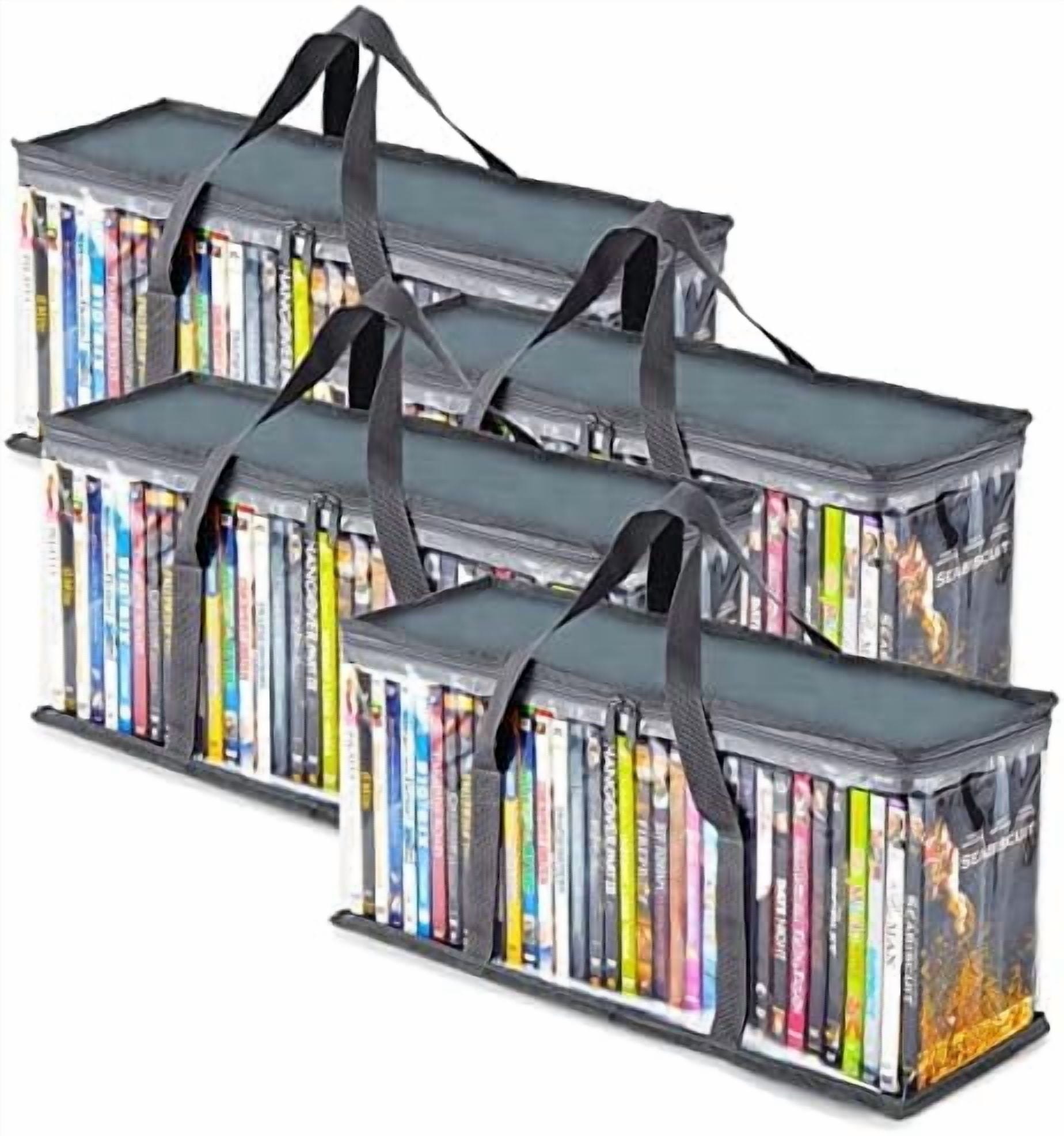DVD Storage Bags (Set of 4) Media Organizer Bag for DVDs, CDs, Blu Ray ...