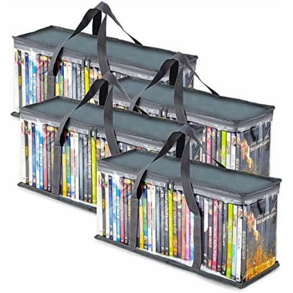DVD Storage Bags (Set of 4) Media Organizer Bag for DVDs, CDs, Blu Ray ...