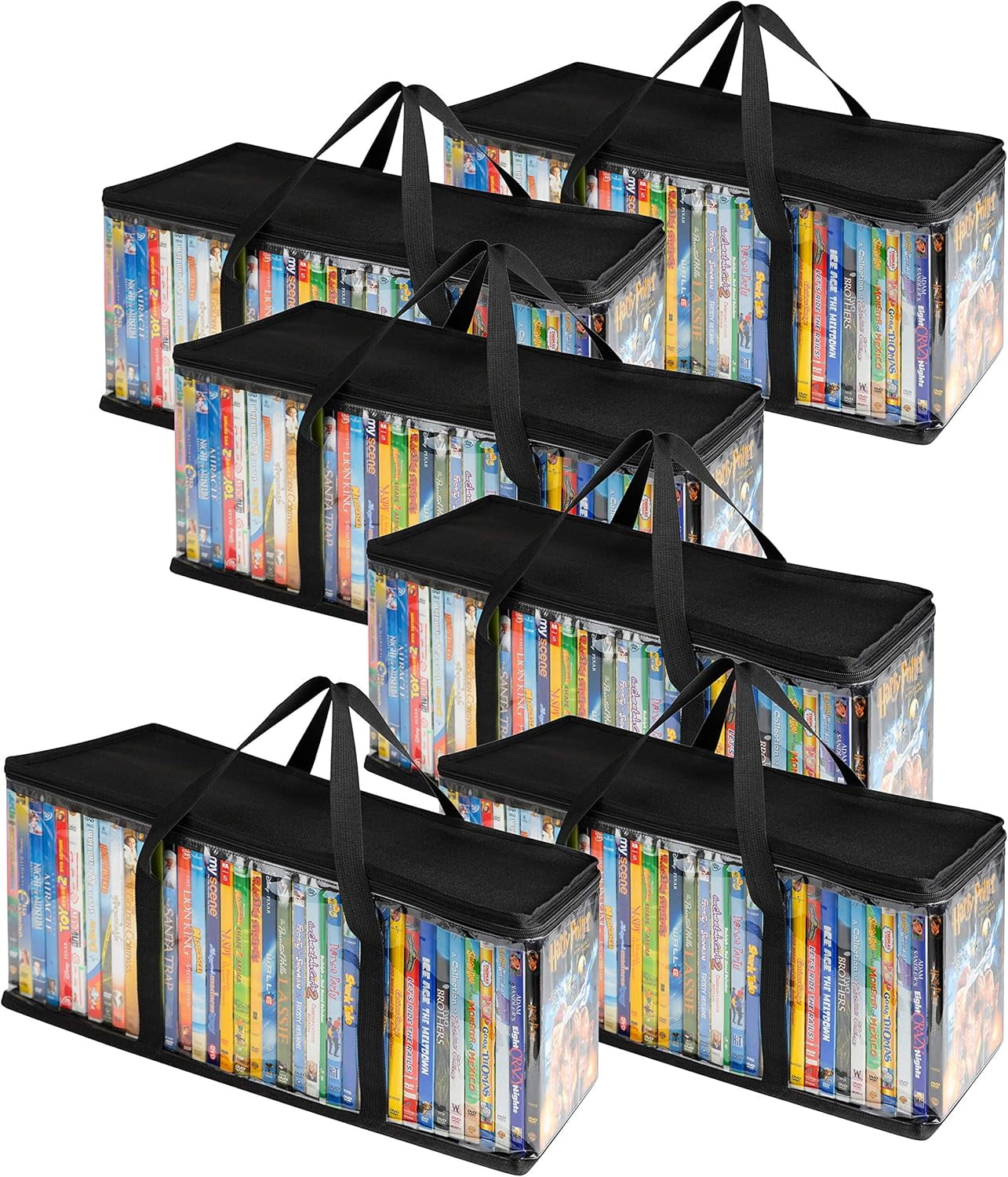 DVD Storage Bags (Set of 6) Media Organizer Bag for DVDs, CDs, Blu Ray ...