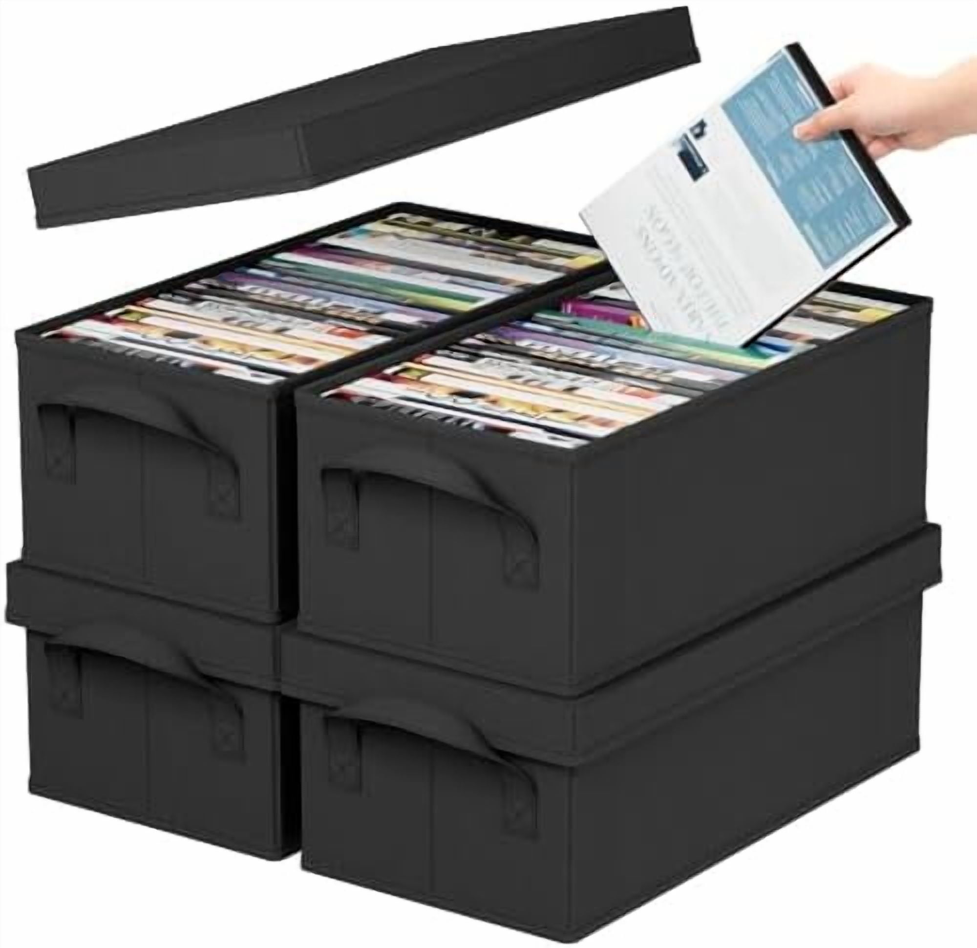 DVD Storage Box 4 Packs, Stackable DVD Cases holder Organizer 15.7" L x ...