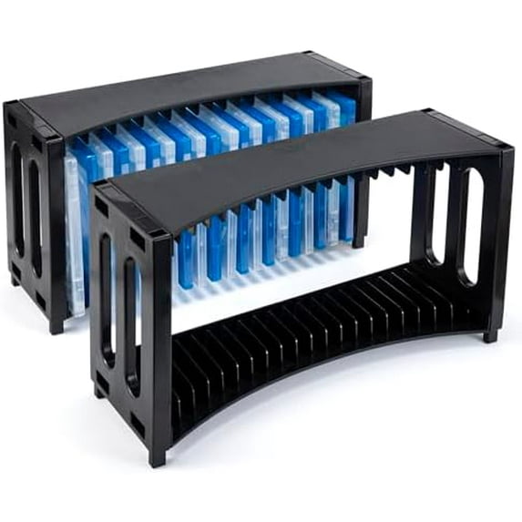 DVD Storage Rack, Stackable ABS 2 Pack DVD Storage Organizer Can Hold ...