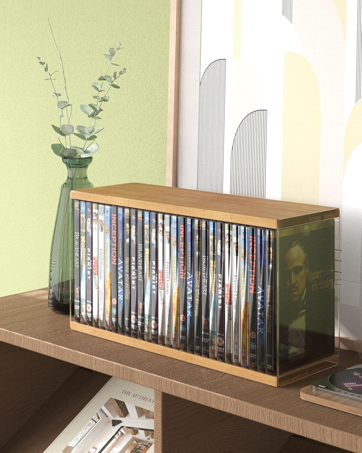 DVD/Video Game Storage Retro Walnut-colored MDF Bags Media Organizer ...