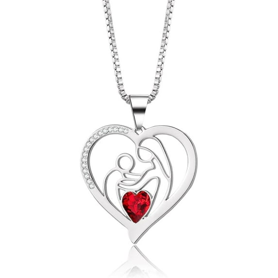 DVEATR 925 Sterling Silver Mom Birthstone Necklace for Women Heart ...