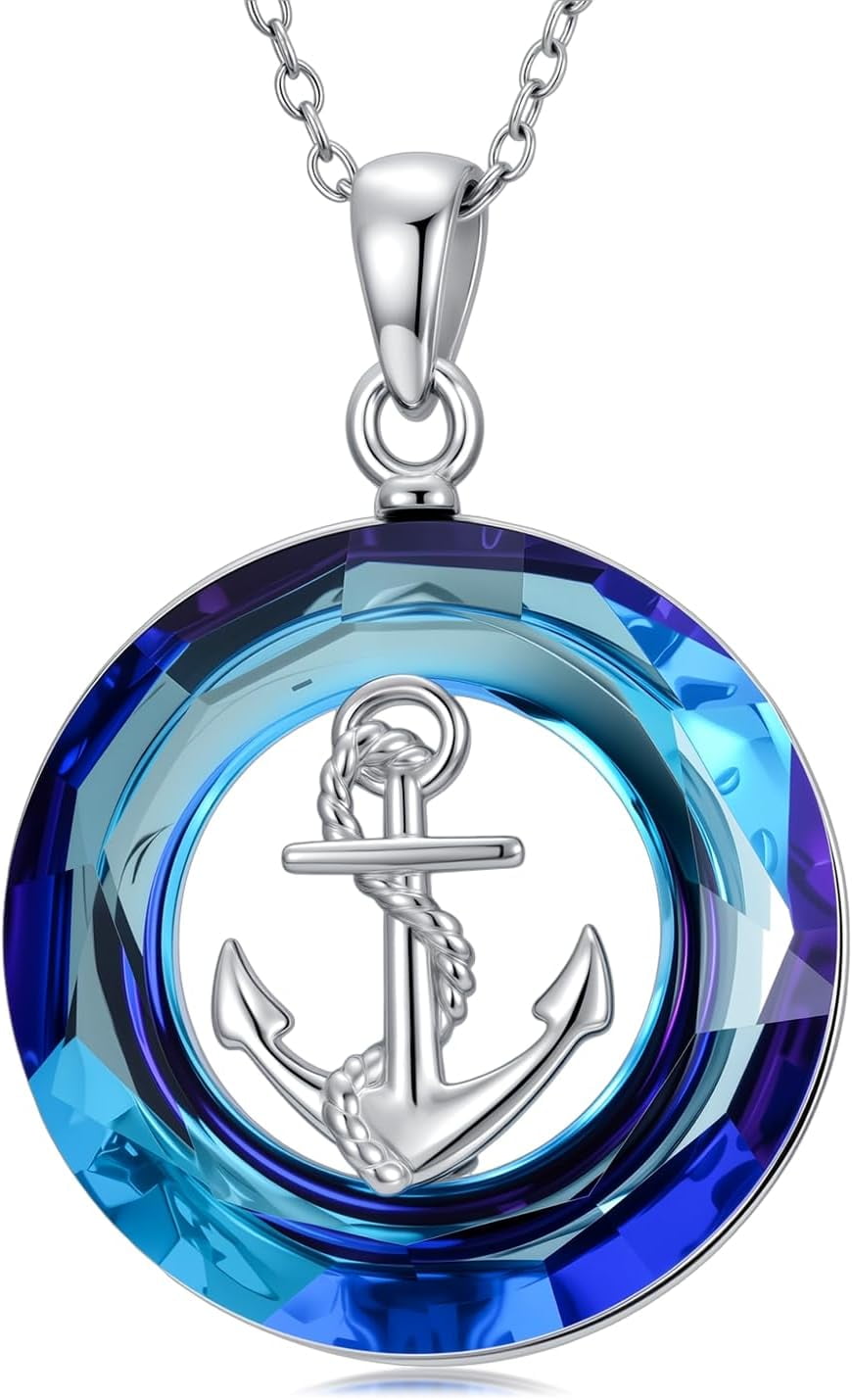 DVEATR Anchor Necklace for Women Sterling Silver Anchor Rope Fine ...