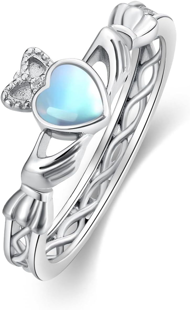 DVEATR Claddagh Ring for Women Sterling Silver Irish Celtic Claddagh ...