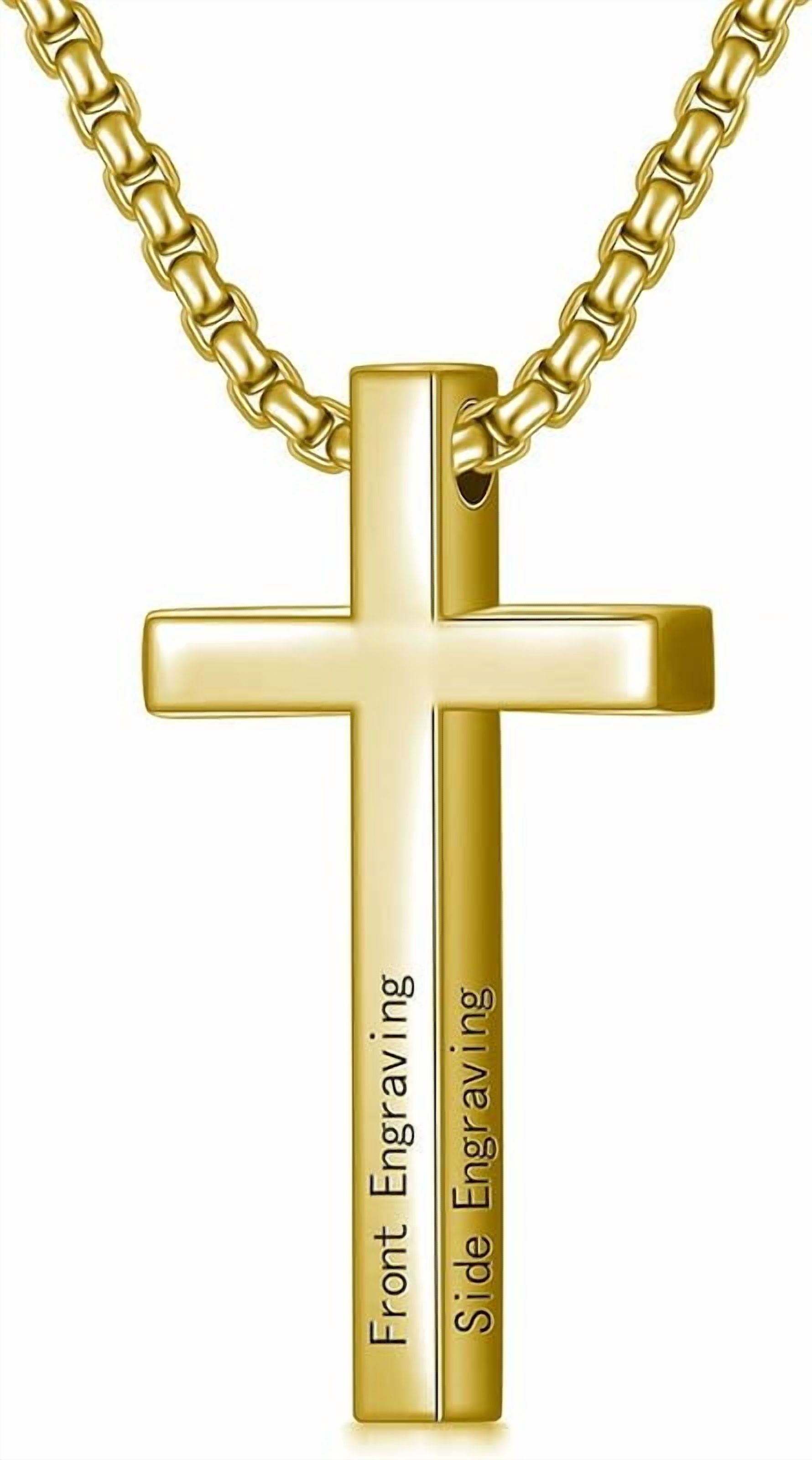 DVEATR Customized Sterling Silver Cross Necklace for Men Women ...