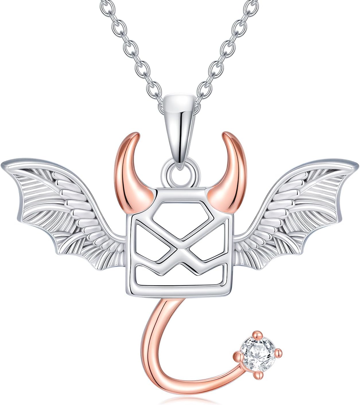 DVEATR Devil Necklace Women's 925 Sterling Silver Wing Necklaces Angel ...