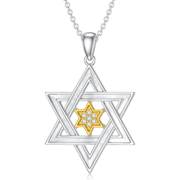 DVEATR Diamond Star of David Pendant Necklace for Women in 925 Sterling ...