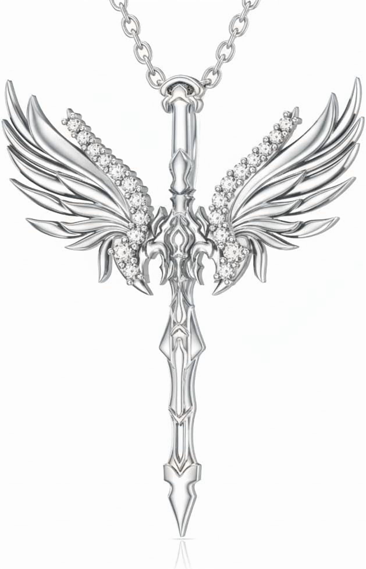 DVEATR Diamond Sword Pendant Necklace for Women 925 Sterling Silver Lab ...