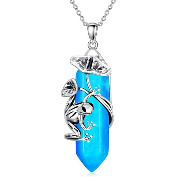 DVEATR Frog Necklace 925 Sterling Silver Frog Pendant Birthstone Quartz ...