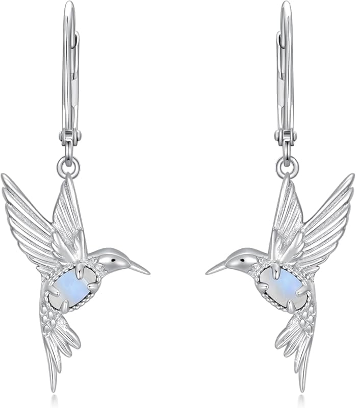 DVEATR Hummingbird Earrings 925 Sterling Silver Natural Gemstone ...