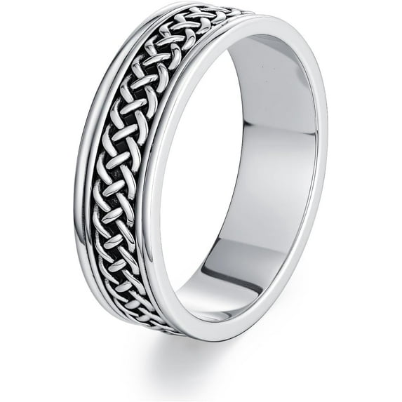 DVEATR Men's Wedding Rings 925 Sterling Silver Ring Celtic Knot Ring ...