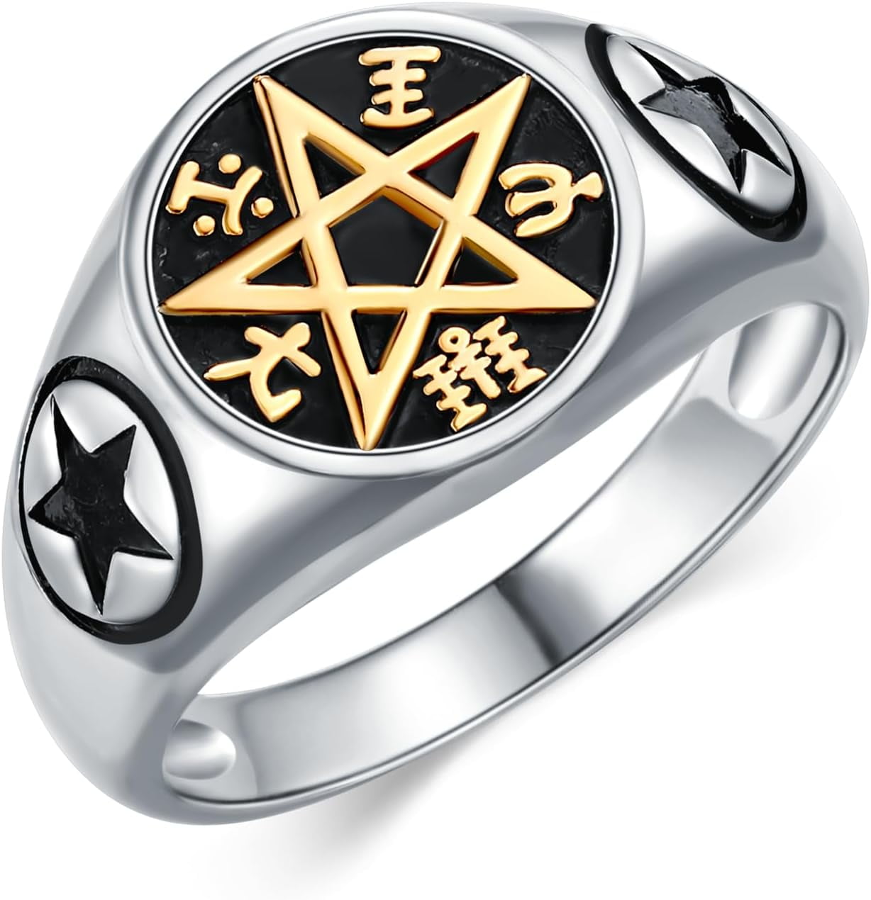 DVEATR Pentagram Ring Size 8/9/10/11/12 925 Sterling Silver Pentacle ...