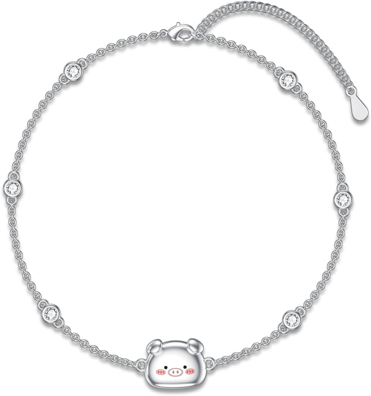 DVEATR Pig Birthstone Bracelet For Women 925 Sterling Silver Cute Pig ...