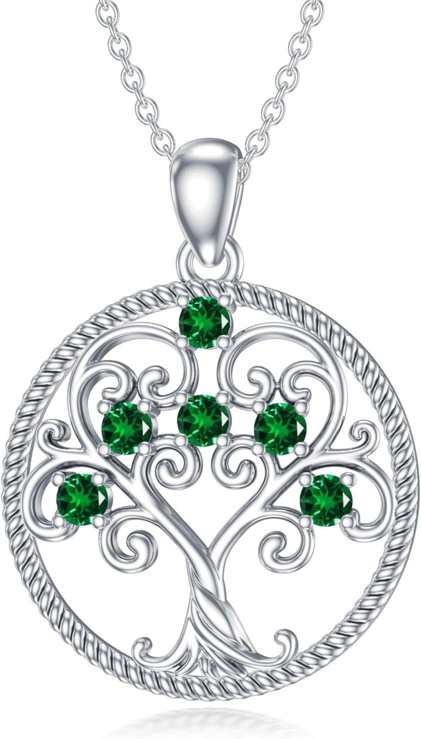 DVEATR Tree of Life Birthstone Necklace Gift for Mothers Day 925 ...