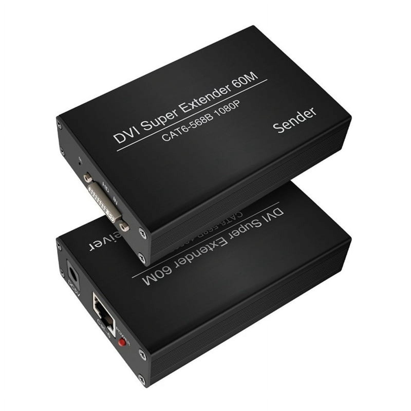 DVI Extender RJ45 Cat6 Cable Extender to 196.8Ft Transmitter Receiver ...