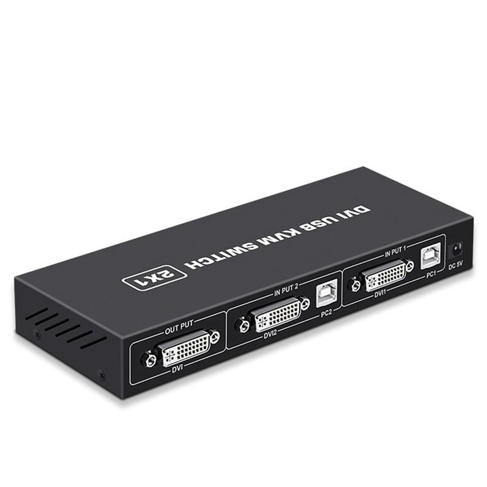 DVI KVM Switch 2-In-1 4K Two Computers Shared USB Keyboard Mouse Print ...