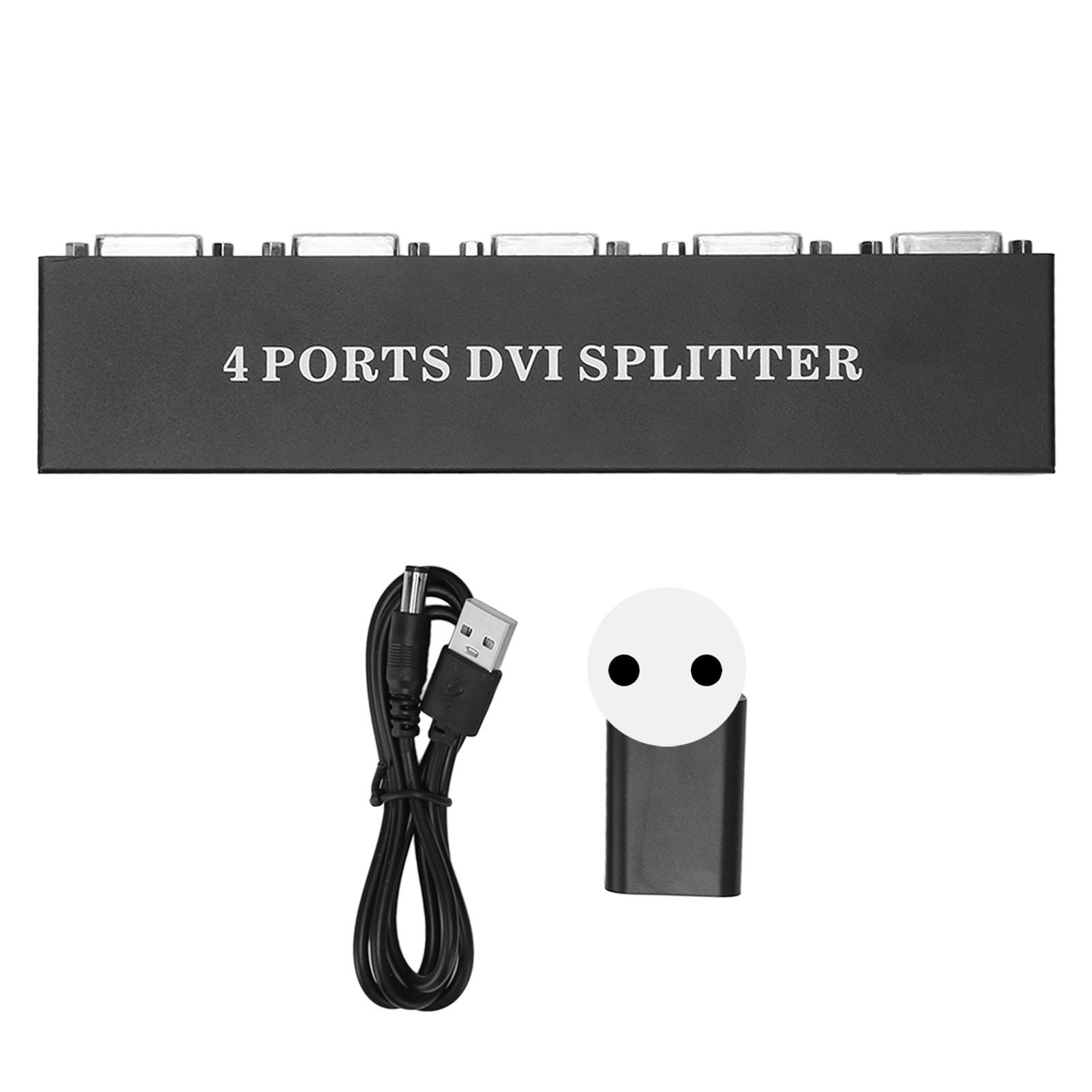 DVI Splitter 1 in 4 Out HD Lossless Plug and Play Distribution Video ...