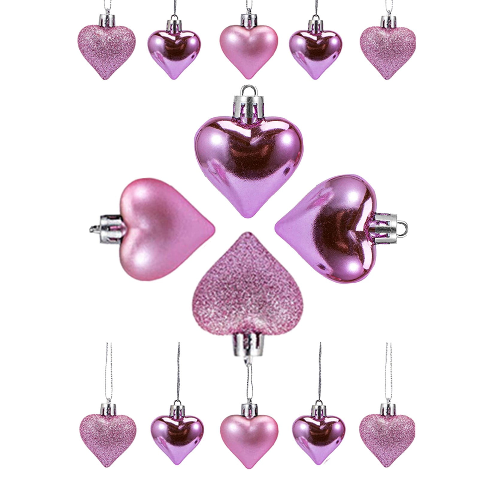 DVKOVI 12Pcs Valentines Day Decorations Heart Ornaments Rose Gold Heart ...