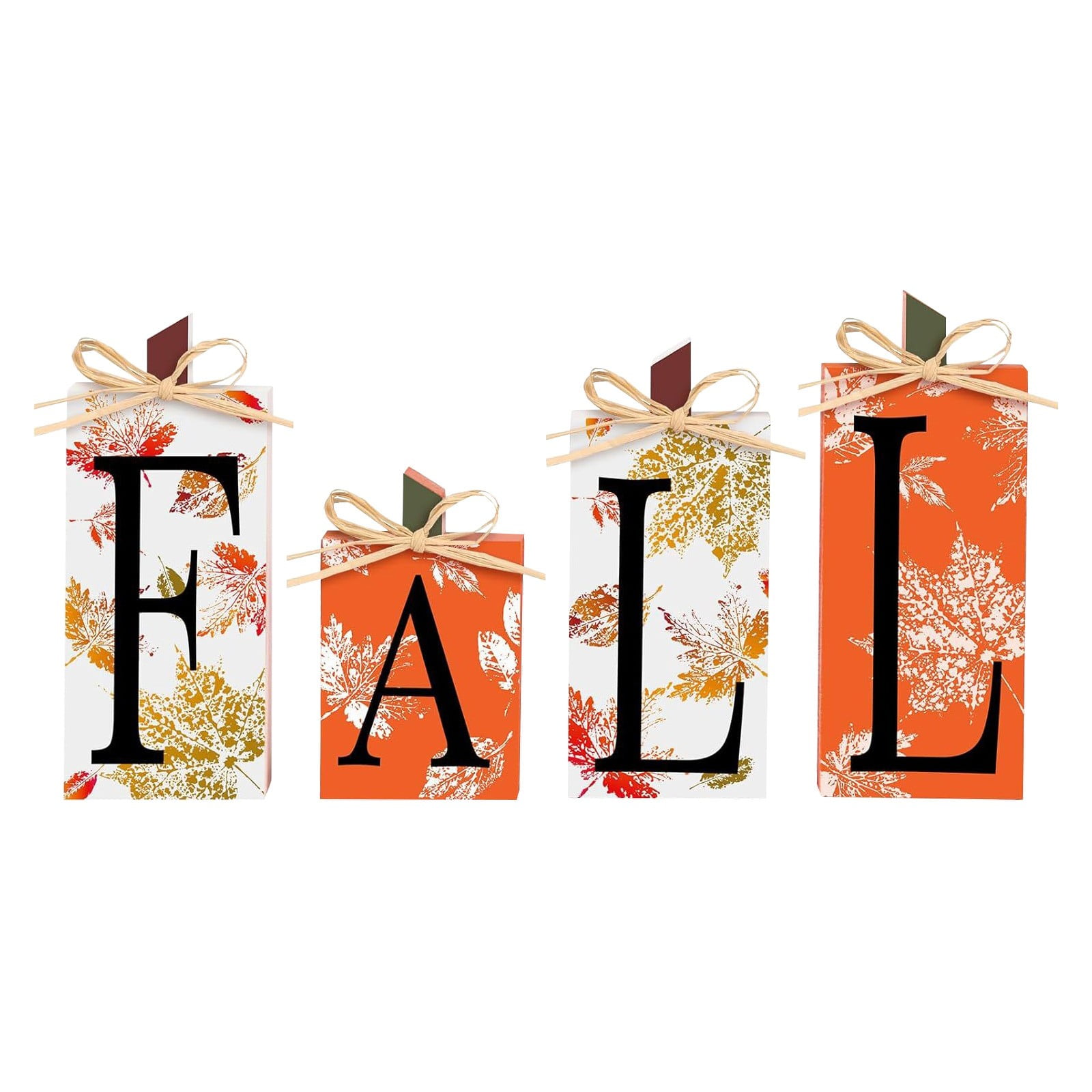 DVKOVI Fall Decor, 4 PCS Autumn Wood Sign Include Fall Lettered Block ...
