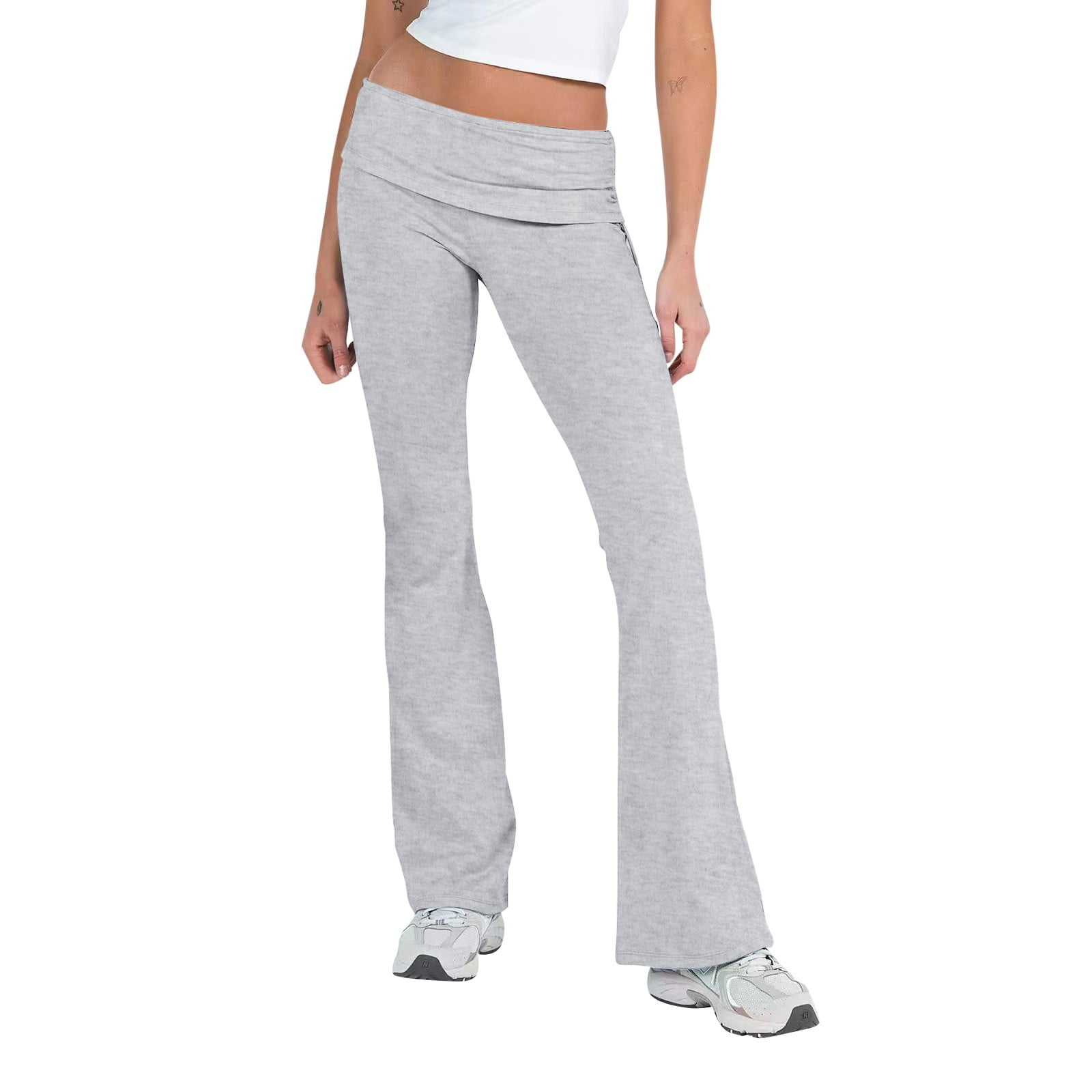 Dvkovi Flare Leggings For Women Womens Solid Color Pocket Straight Tube