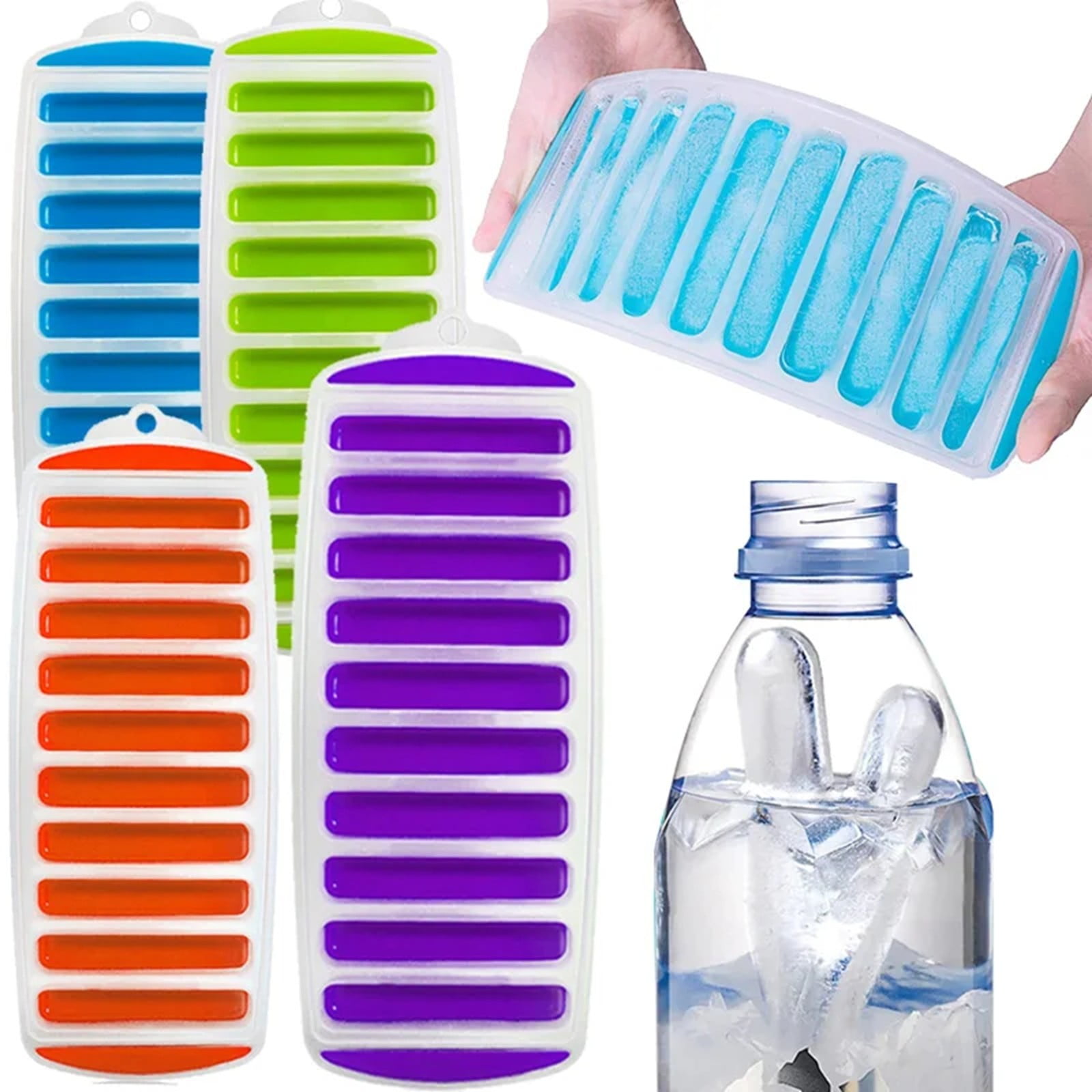 DVKOVI Flexible Pop-Out Bottle Ice Cube Stick Tray - Fits Narrow Water ...