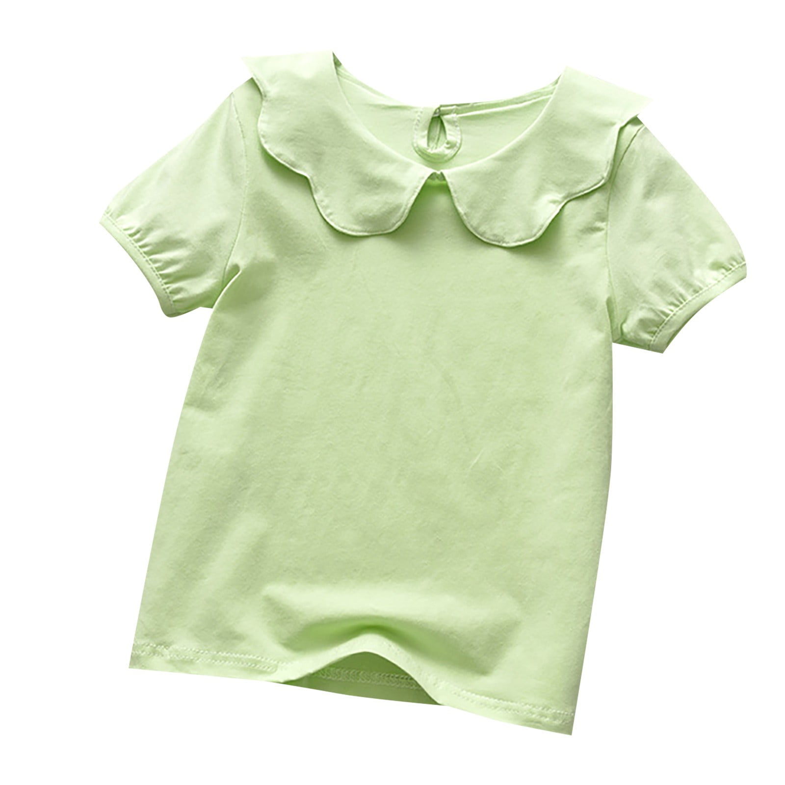 DVKOVI Girls Summer T Shirt Short Sleeve Wave Crew Neck Solid Color ...