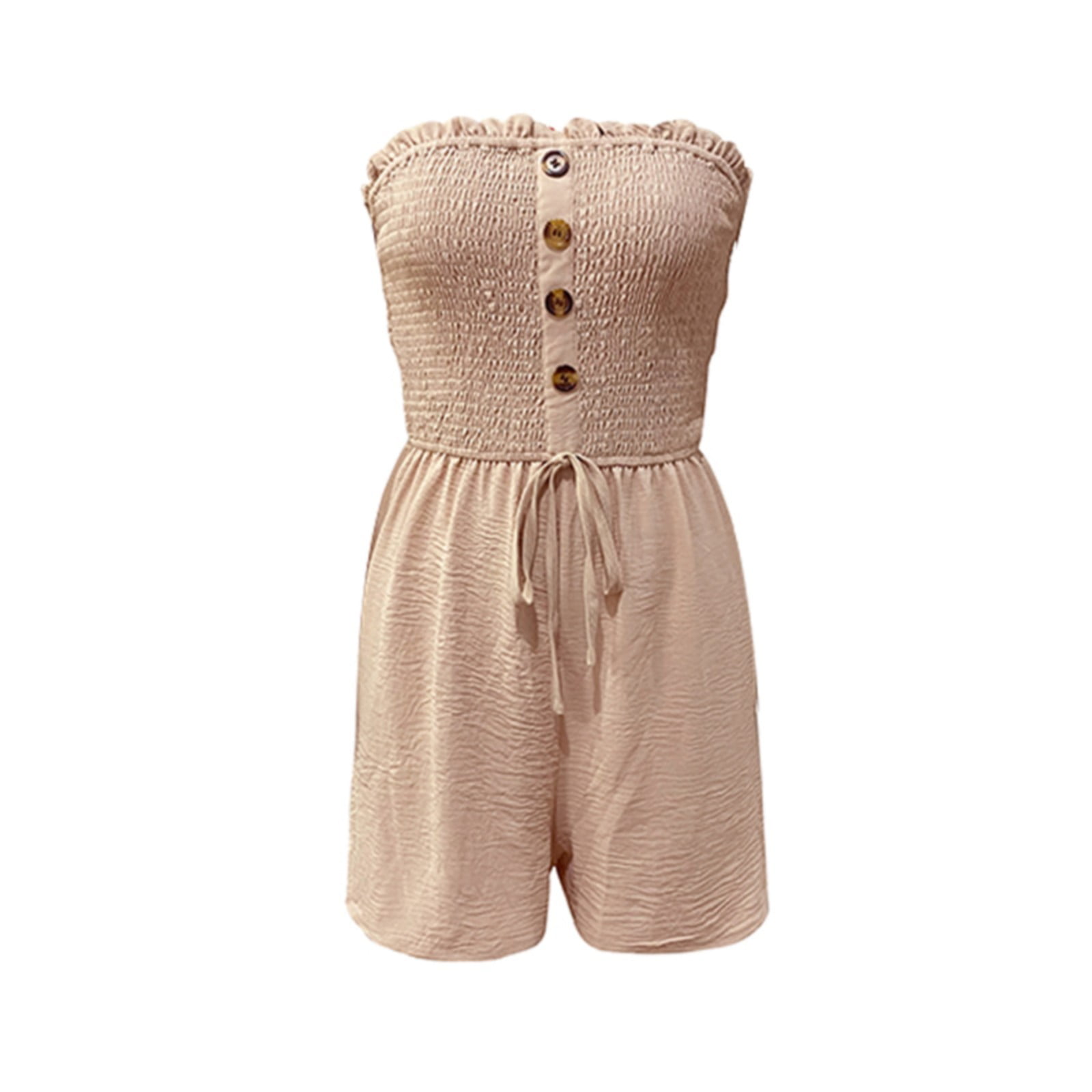 DVKOVI Hotshot Onesie Summer Women's Strapless Rompers Shorts Solid ...