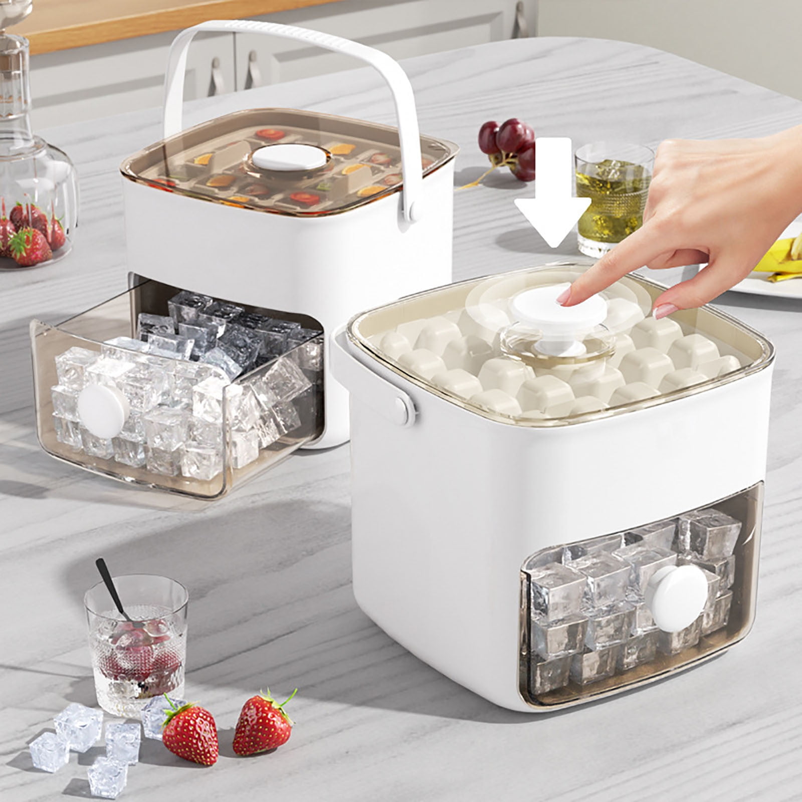 DVKOVI Ice Cube Tray with Lid and Bin Ice Cube Trays for Freezer Ice ...