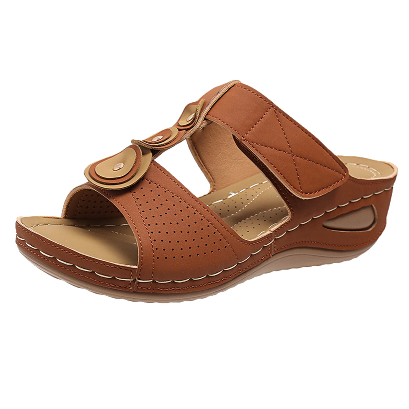 DVKOVI Ladies Bohemian Style Shoes Wedge Platform Slippers Women's ...