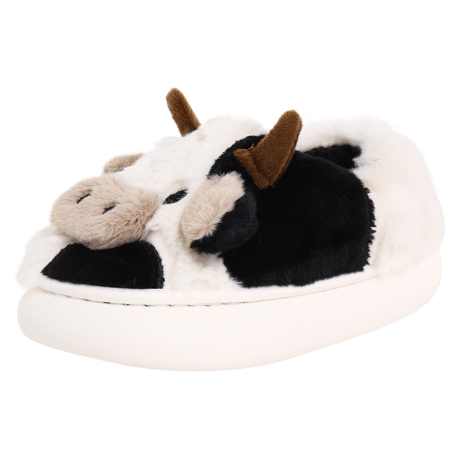 DVKOVI Little Child Girls Winter Slippers Fashion Cute Cartoon Cow Cotton Home Slides Warm and ...
