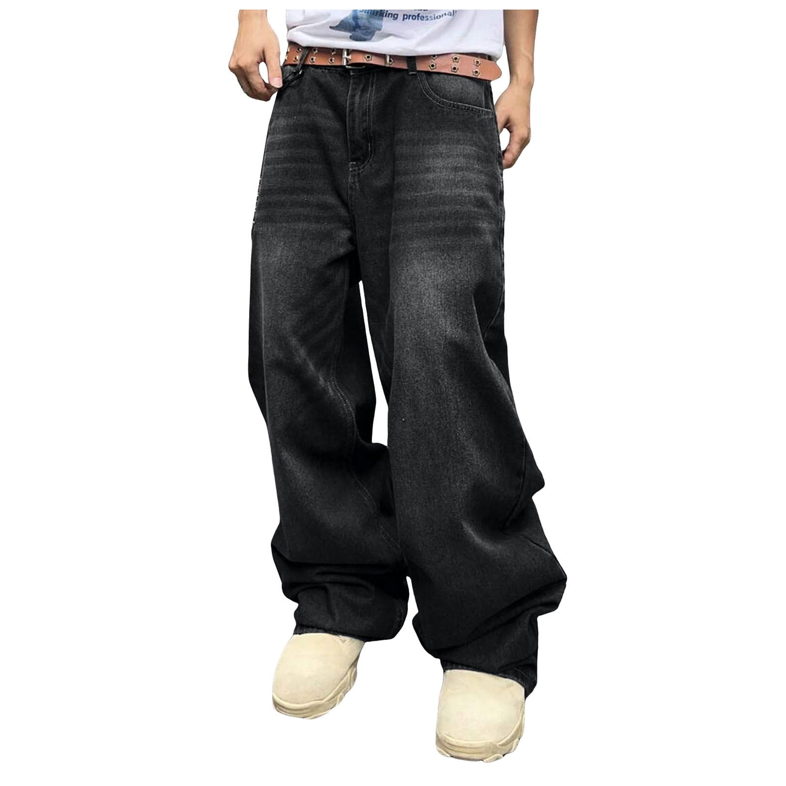 DVKOVI Men's Baggy Hop Jeans Wide Leg Skater Denim Pants DVKOVI Men's Baggy Hop Jeans Wide Leg Skater Denim Pants