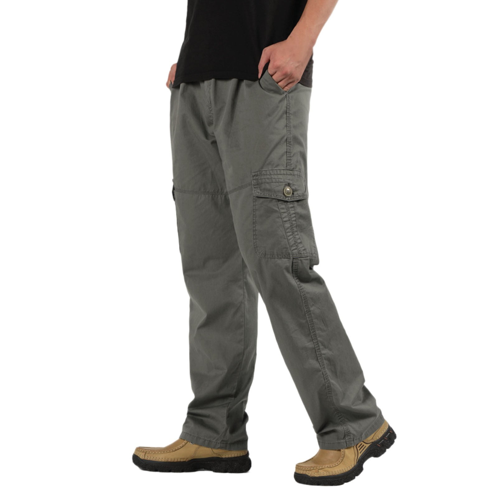DVKOVI Men's Full Elastic Waist Casual Cargo Pants Relaxed Fit ...