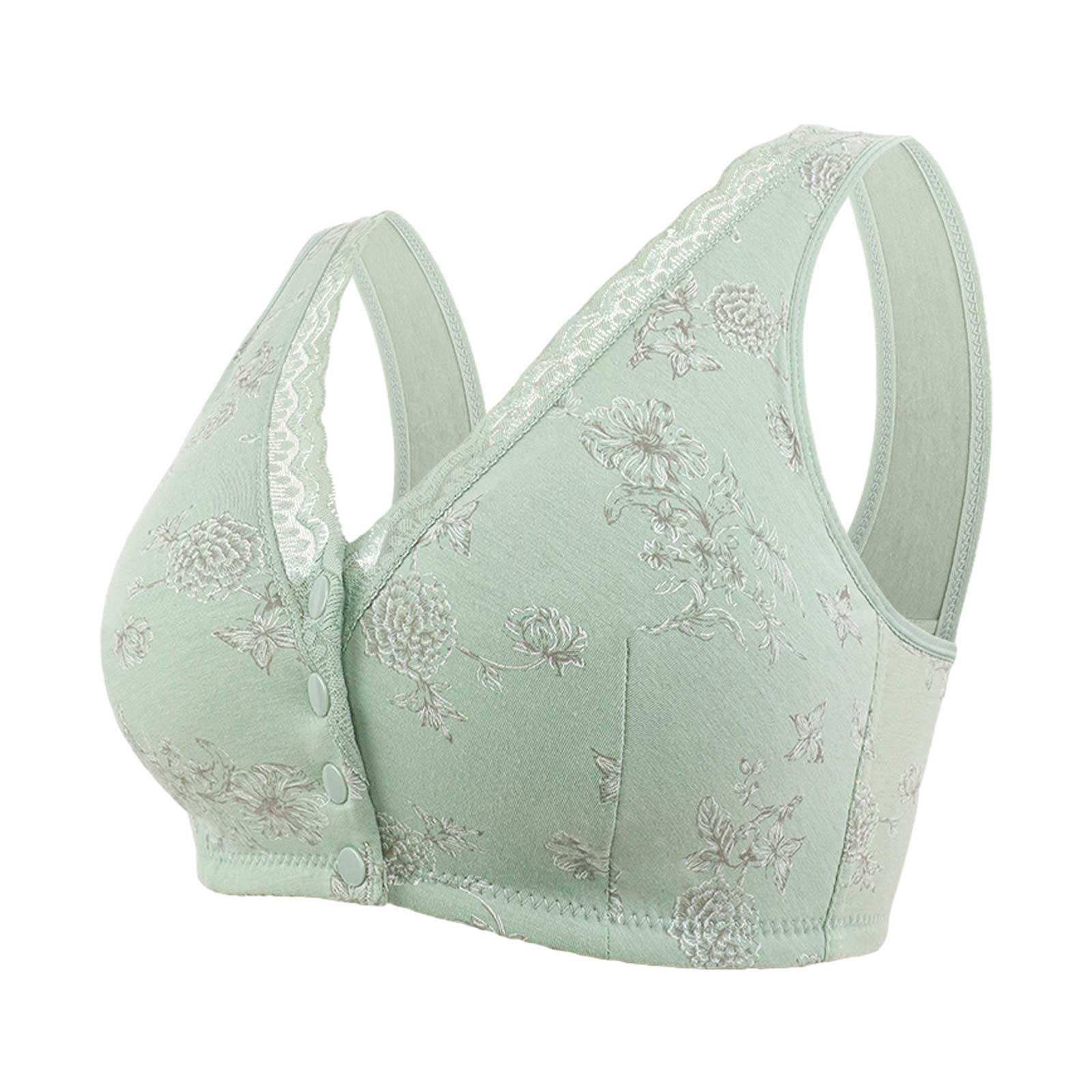 DVKOVI Mid and Elder Age Women's Breathable Lace Trim Bras Front ...