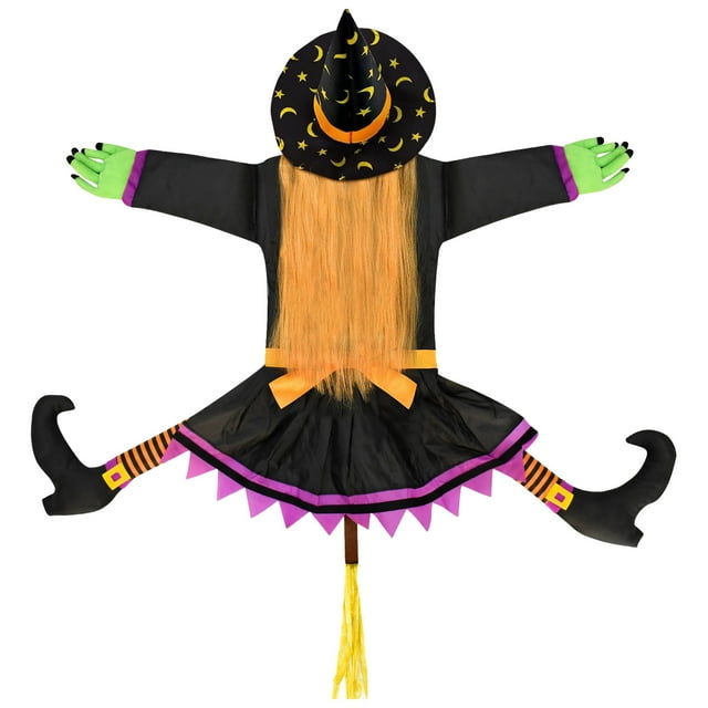 DVKOVI Solar Witch Decorations, Large Crashing Witch into Tree Outdoor ...