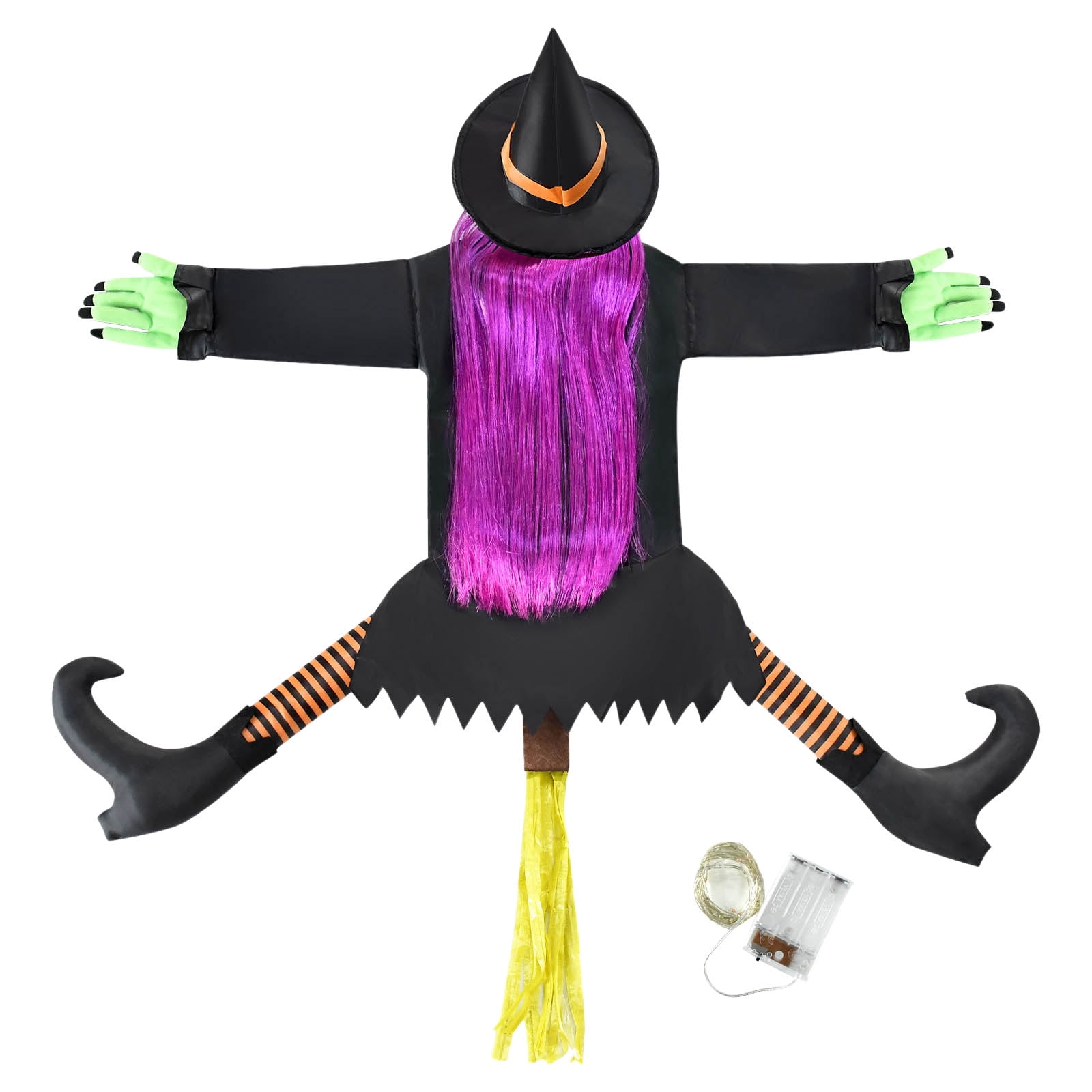 DVKOVI Solar Witch Halloween Decorations, Large Crashing Witch into ...