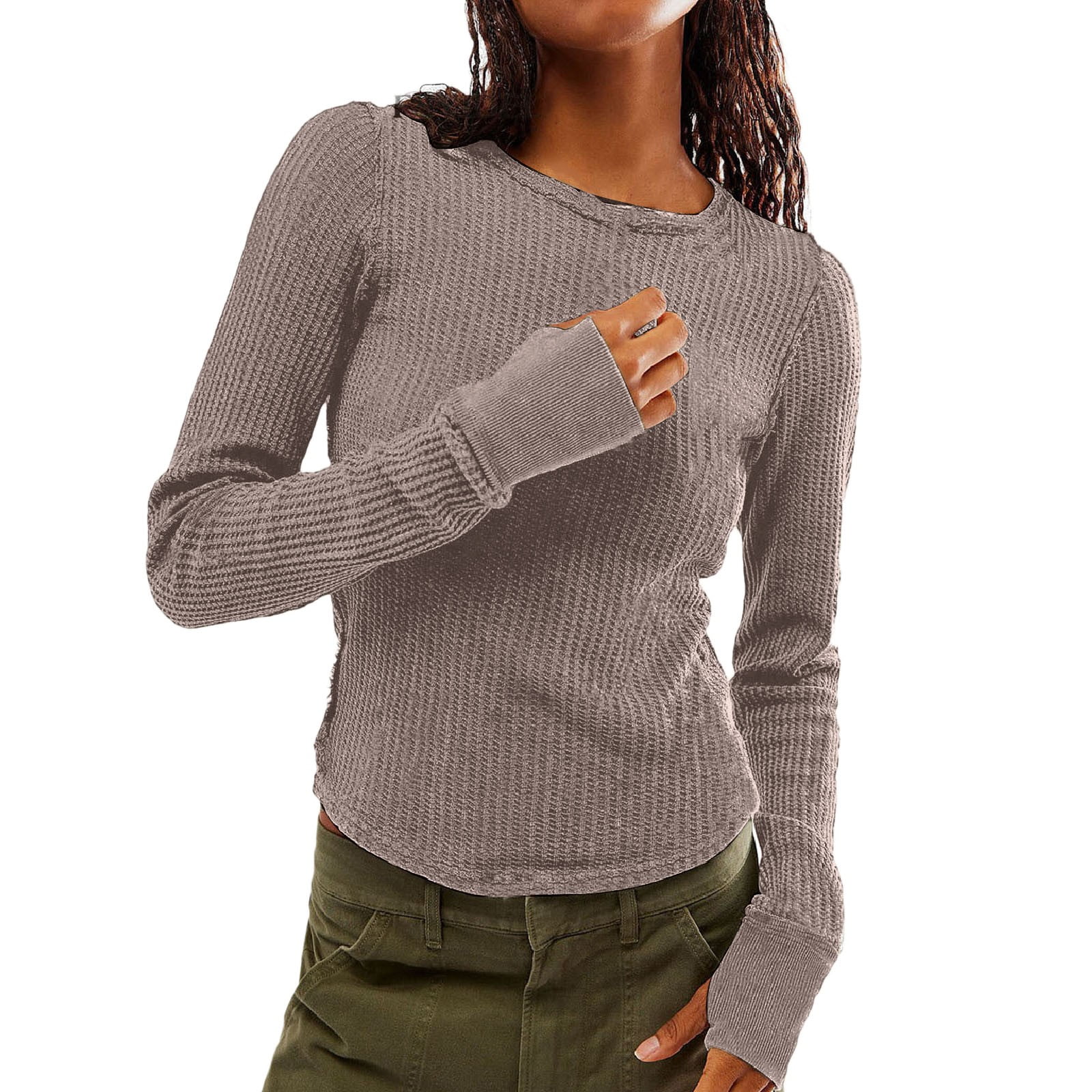 DVKOVI Spring Fall Fashion Clothing Women's Long Sleeve Tee Shirt Round ...