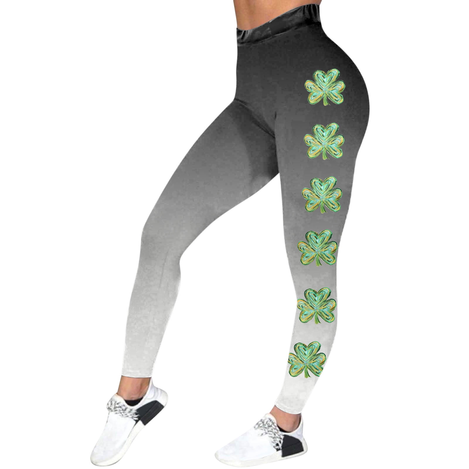 DVKOVI St. Patrick's Day Shamrock Print Yoga Pants High Waisted Tights ...