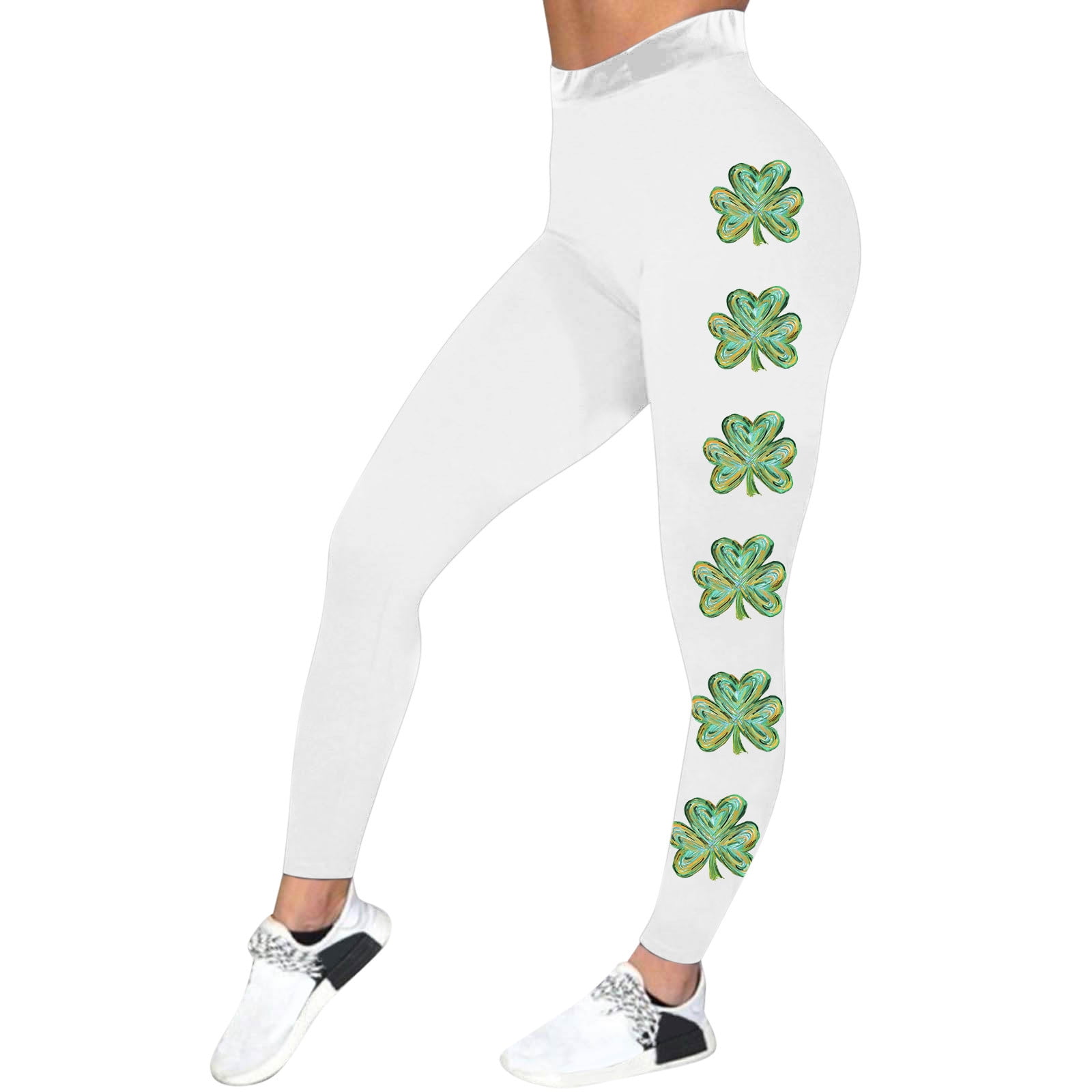 DVKOVI St. Patrick's Day Shamrock Print Yoga Pants High Waisted Tights ...