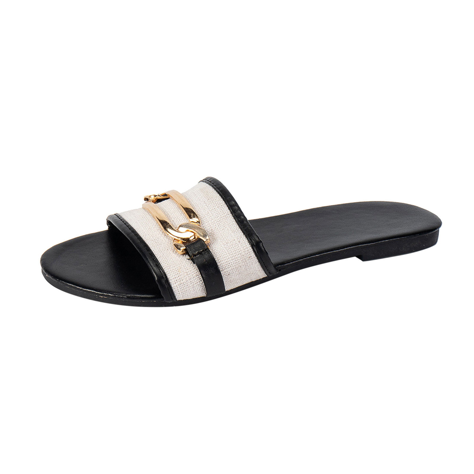 DVKOVI Summer Flat Sandals Fashion Metal Buckle Decoration Sandal for ...