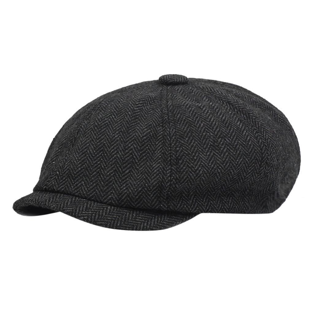 DVKOVI Sun Shade Hat Men'S Hats BlackHerringbone Newsboy Baker Boy ...