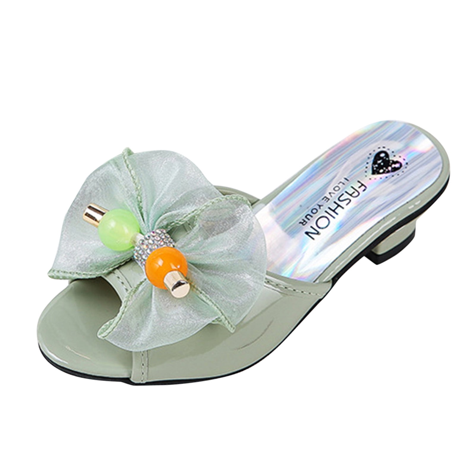 DVKOVI Toddler Little Child Girls Bow Knot Pump Sandals Princess Low Heel Slipper Peep Toes ...