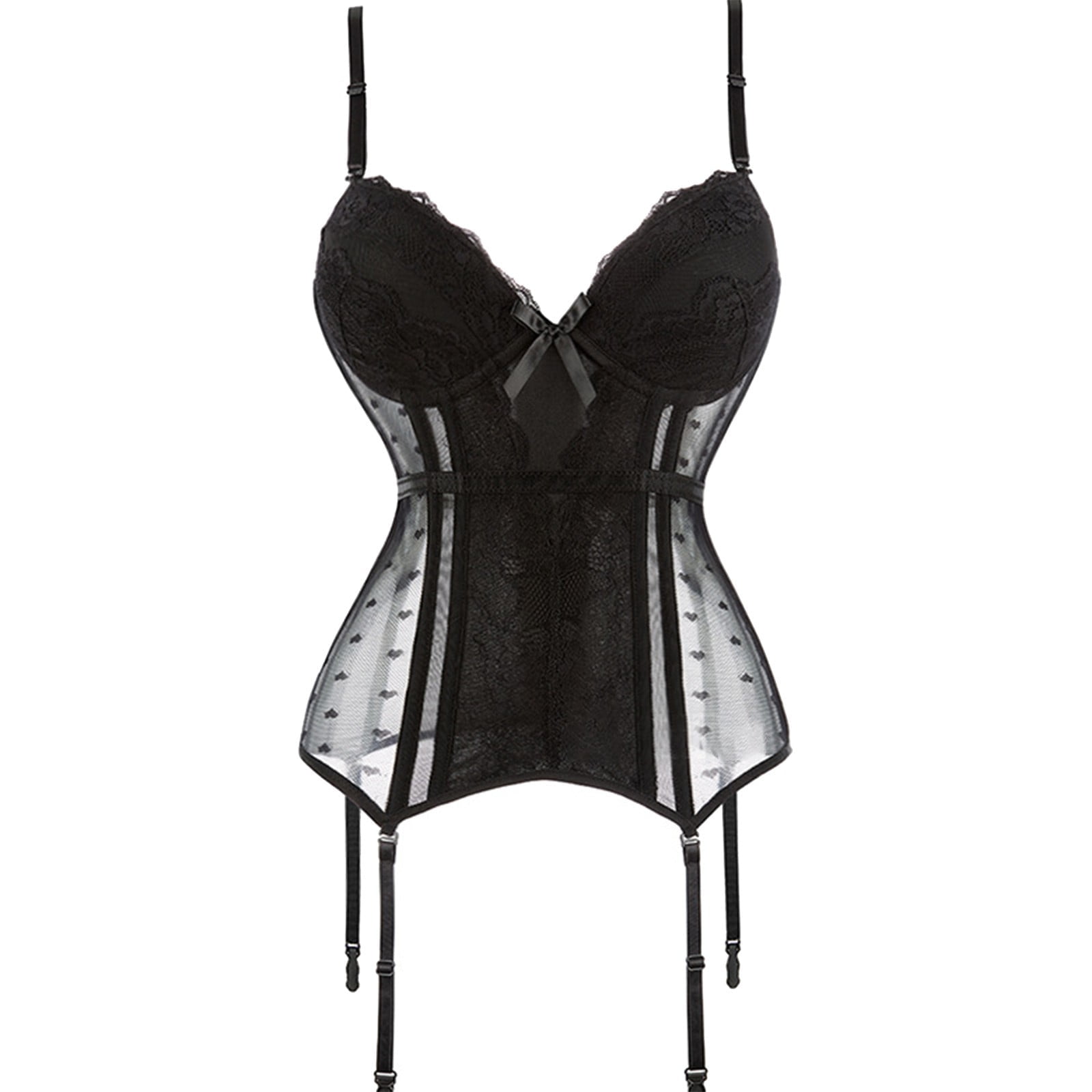 DVKOVI Women Corset Lingerie Belts Lace Nightwear Bustier Garter Straps ...