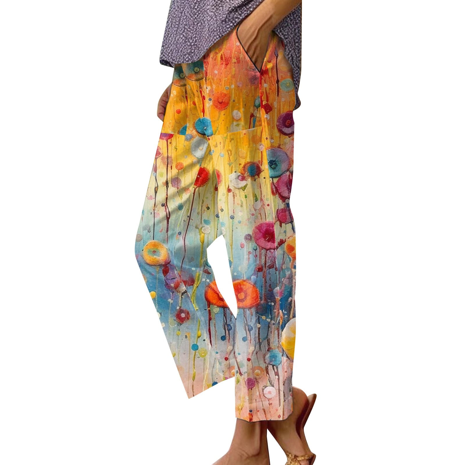 DVKOVI Women Pants Casual Women Vacation Outfits Womens Sea Print ...